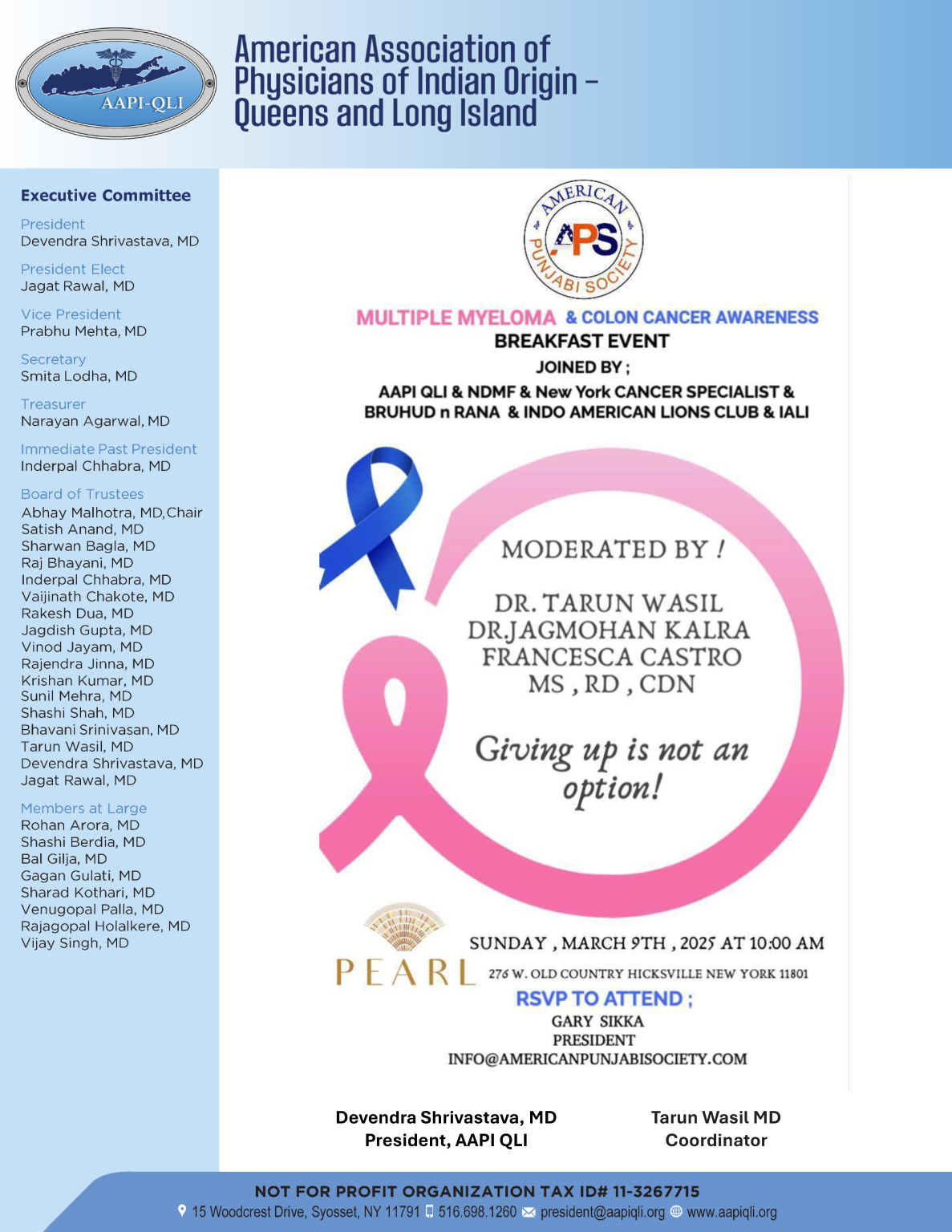 AAPIQLI EVENT: MULTIPLE MYELOMA COLON CANCER AWARENESS – AAPIQLI